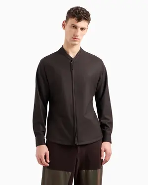 Giorgio Armani Cashmere Drap Zip-up Shirt Jacket