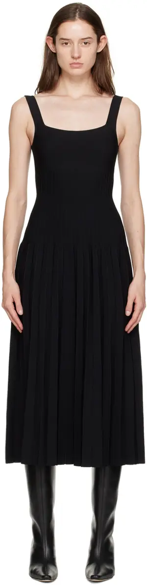 Staud Black Ellison Midi Dress