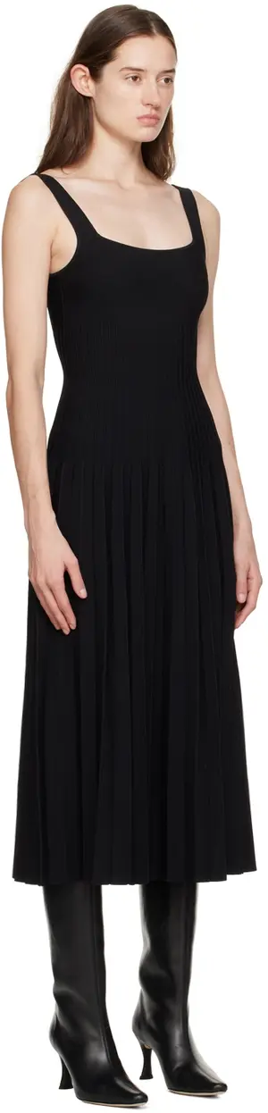 Staud Black Ellison Midi Dress