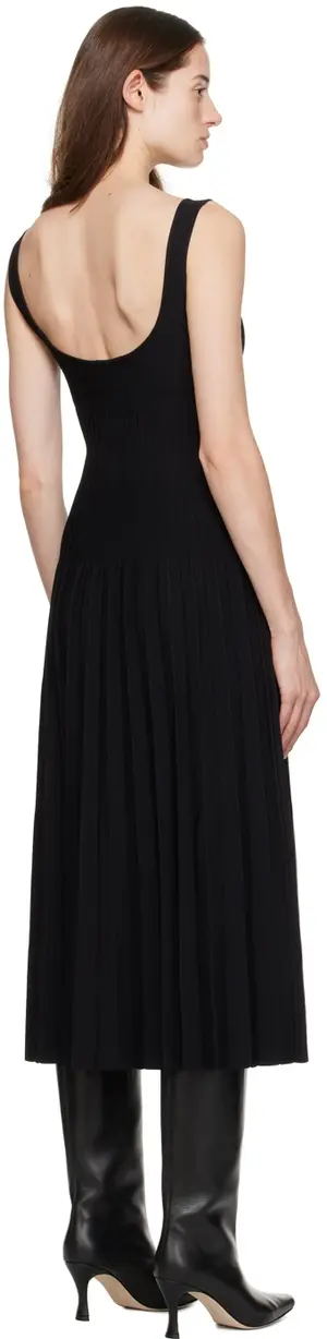 Staud Black Ellison Midi Dress