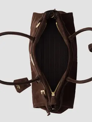 Prada Suede Top Handle Bag - Brown