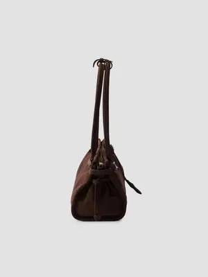Prada Suede Top Handle Bag - Brown