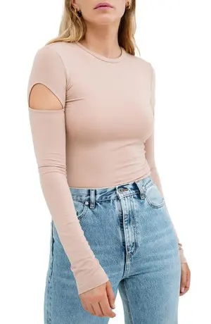 MARCELLA Kent Cutout Long Sleeve Top - Light Beige