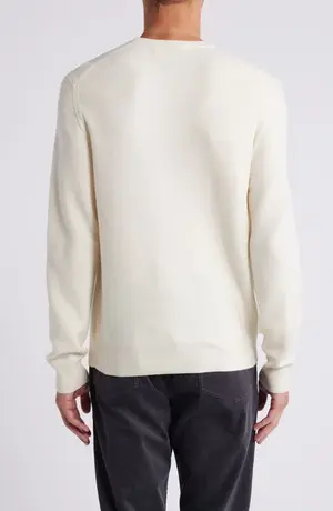 Theory Honeycomb Merino Wool Crewneck Sweater - Winter White - C01