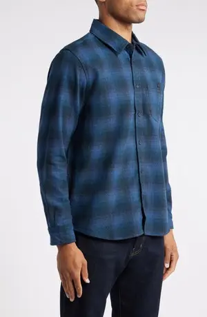 Ag Aiden Plaid Cotton Button-up Shirt - Gradient Plaid Navy Multi