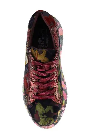 SPRING STEP SHOES Dallyn Floral Platform Sneakers - Bordeaux Multi