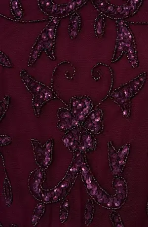 Adrianna Papell Beaded Mesh Gown With Blousy Bodice