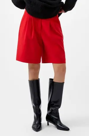 French Connection Azra Pleated Twill Bermuda Shorts