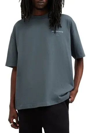 ALLSAINTS Underground Oversize Graphic T-shirt Ashy Blue