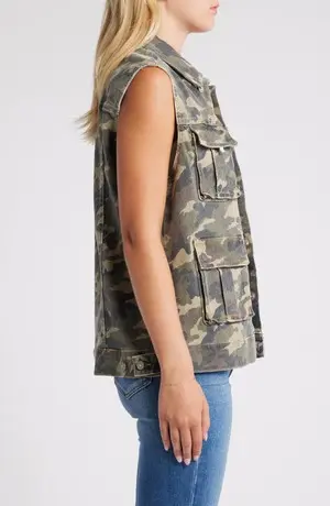 HIDDEN JEANS Camouflage Oversized Cargo Vest