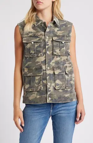 HIDDEN JEANS Camouflage Oversized Cargo Vest