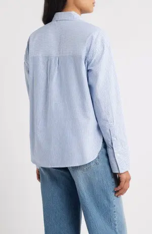 BEACHLUNCHLOUNGE Everly Stripe Cotton Shirt - Bay Blue