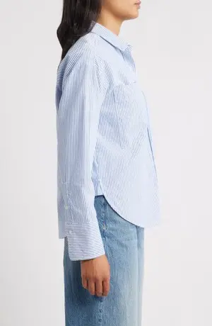 BEACHLUNCHLOUNGE Everly Stripe Cotton Shirt - Bay Blue