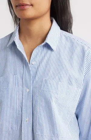 BEACHLUNCHLOUNGE Everly Stripe Cotton Shirt - Bay Blue