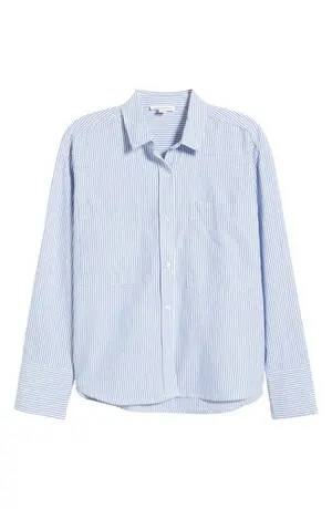 BEACHLUNCHLOUNGE Everly Stripe Cotton Shirt - Bay Blue