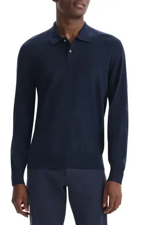 Theory Goris Long Sleeve Polo - Baltic