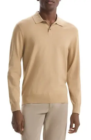 Theory Goris Long Sleeve Polo New Camel