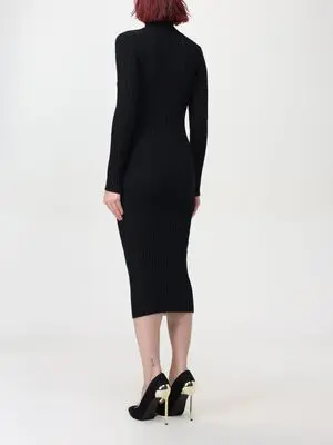 Elisabetta Franchi Ribbed Knit Button-up Midi Dress