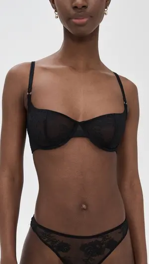 FLEUR DU MAL Bouquet Lace Scooped Balconette Bra - Black