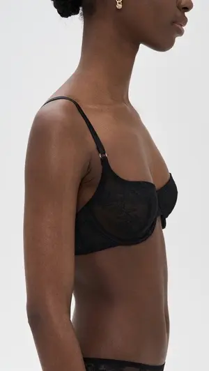 FLEUR DU MAL Bouquet Lace Scooped Balconette Bra - Black