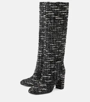 GIANVITO ROSSI Bouclé Knee-high Boots - Black
