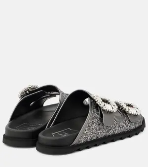 ROGER VIVIER Slidy Viv' Embellished Sandals - Silver