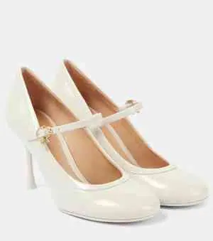GIANVITO ROSSI 85 Patent Leather Mary Jane Pumps - White