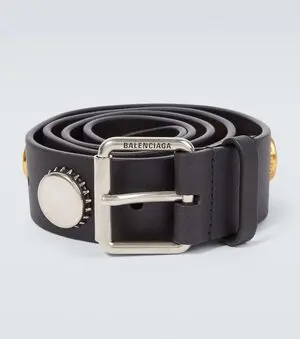 Balenciaga Embellished Leather Belt - Black