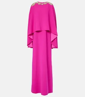 Costarellos Embellished Cape Gown