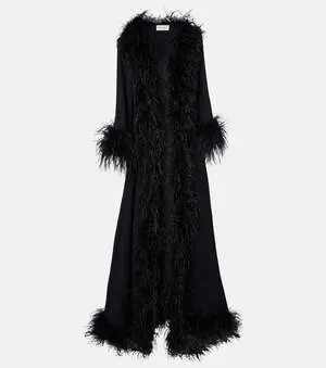 THE NEW ARRIVALS ILKYAZ OZEL Electra Feather-trimmed Crêpe Coat