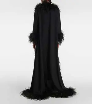 THE NEW ARRIVALS ILKYAZ OZEL Electra Feather-trimmed Crêpe Coat
