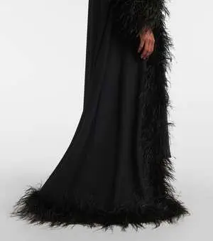THE NEW ARRIVALS ILKYAZ OZEL Electra Feather-trimmed Crêpe Coat