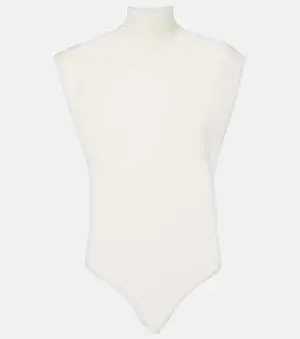 Alaïa Turtleneck Wool Bodysuit - White