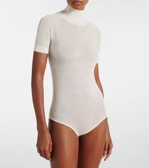 Alaïa Ribbed Wool Turtleneck Bodysuit - White