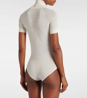 Alaïa Ribbed Wool Turtleneck Bodysuit - White