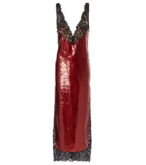 THE NEW ARRIVALS ILKYAZ OZEL Lace-trimmed Sequined Gown - Red
