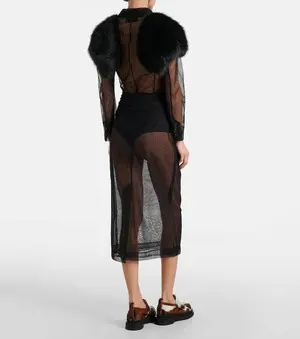 Simone Rocha Sheer Tulle Pencil Skirt - Black
