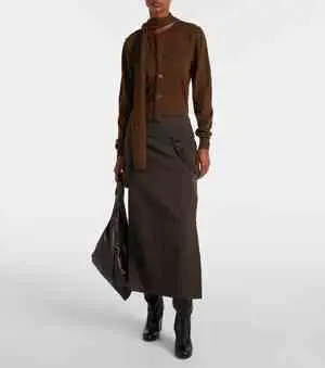 LEMAIRE Cotton-blend Midi Skirt - Black