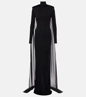 THE NEW ARRIVALS ILKYAZ OZEL Xanthe Jersey Tulle Gown - Black