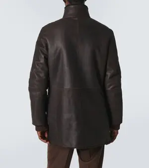 Giorgio Armani Reversible Leather And Shearling Pea Coat