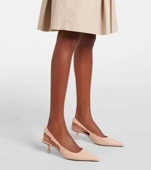 JIMMY CHOO Amel 50 Leather Slingback Pumps - Pink