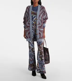 Etro Floral Velvet Jacquard Flared Pants - Multicoloured