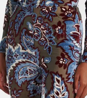 Etro Floral Velvet Jacquard Flared Pants - Multicoloured