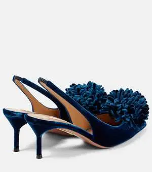AQUAZZURA Couturier 65 Velvet Slingback Pumps - Blue