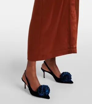 AQUAZZURA Couturier 65 Velvet Slingback Pumps - Blue