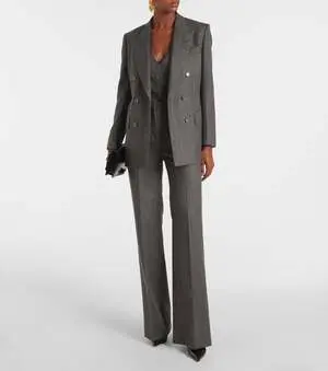 TOM FORD High-rise Bootcut Wool Trousers - Grey