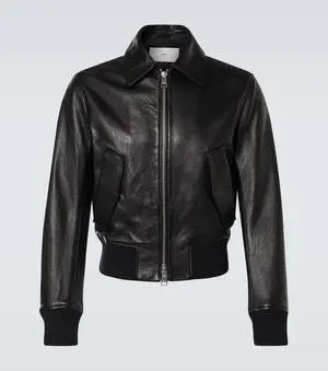 AMI Paris Leather Bomber Jacket