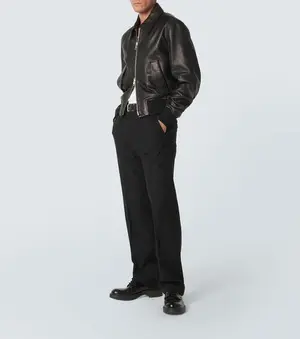 AMI Paris Leather Bomber Jacket