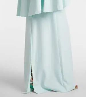 Costarellos Embellished Cape Effect Crêpe Gown - Blue