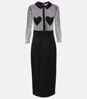 Blumarine Mesh And Satin Midi Dress